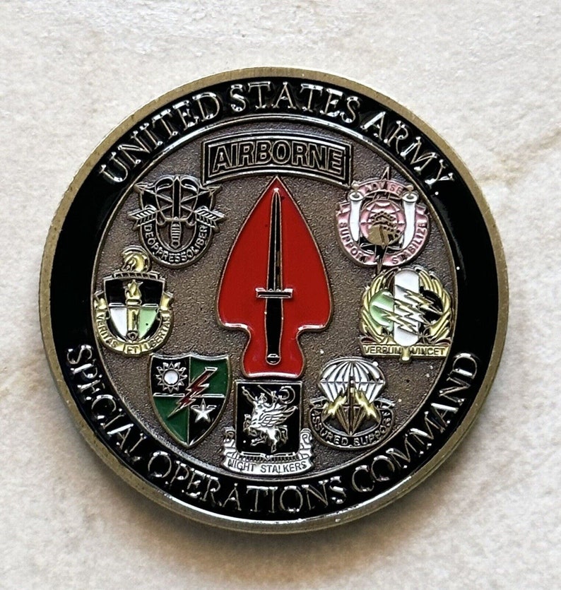 NEW U.S. Army Special Operations Command Sine Pari Challenge Coin With ...