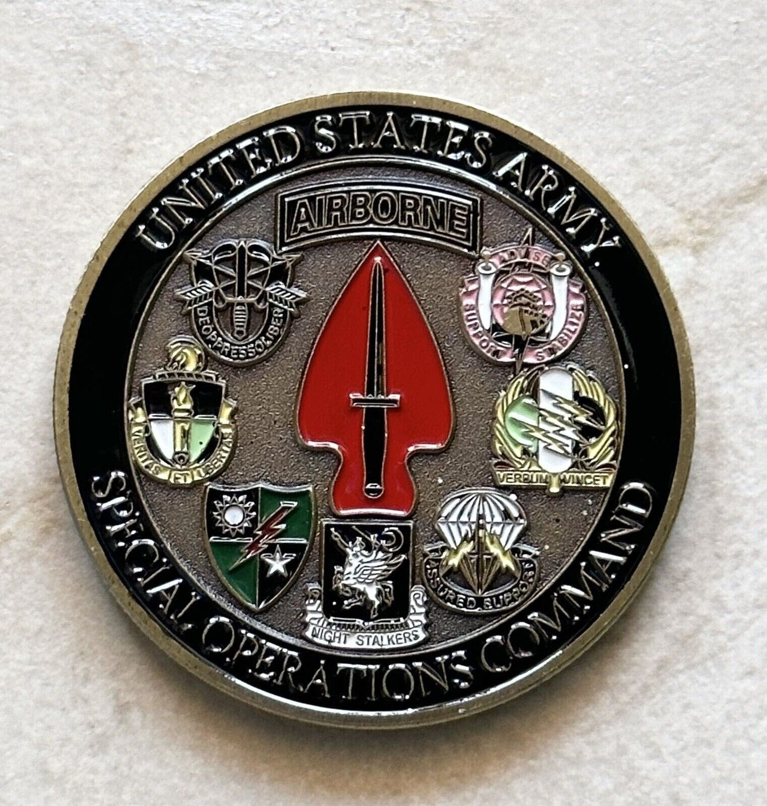 NEW U.S. Army Special Operations Command Sine Pari Challenge Coin With ...