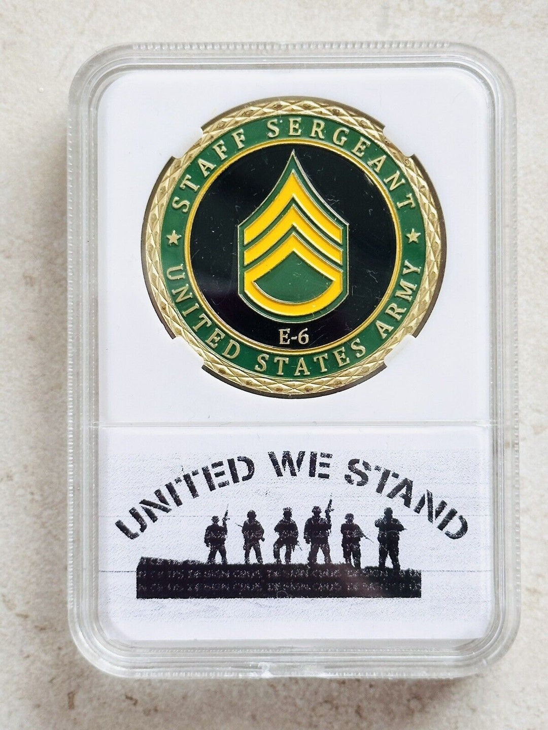 US Army Staff Sergeant E6 Challenge Coin With Case United We Stand - Etsy