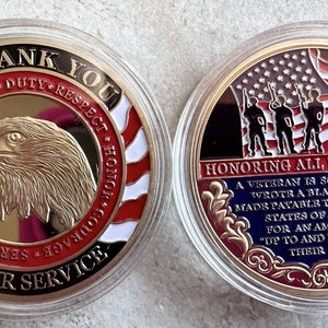 Thank You for Your Service honoring All Who Served Challenge Coin ...