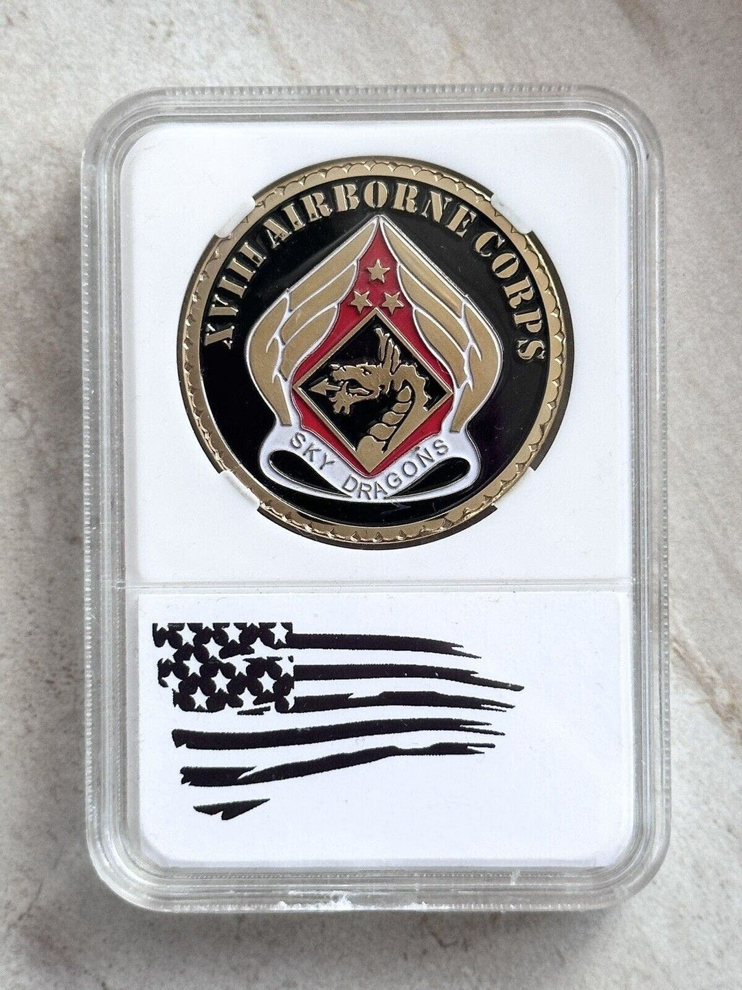 XVIII Airborne Corps U.S Army 28th Sky Dragons Challenge Coin IN CASE ...