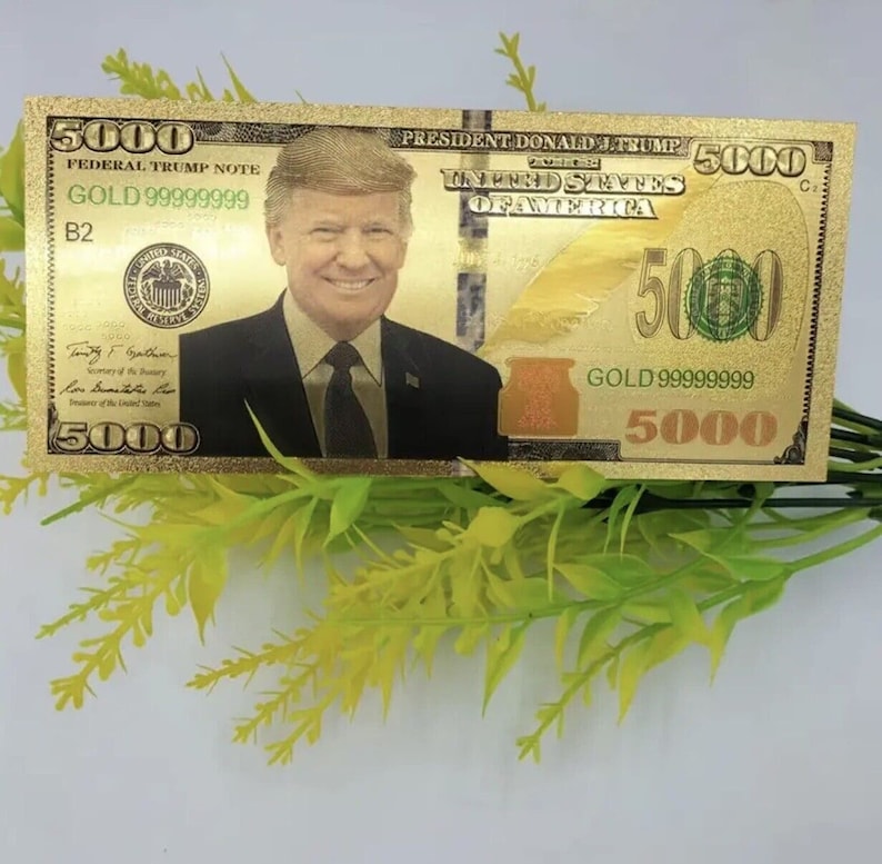 President Donald Trump 2024 Colorized 5000 Dollar Bill Gold Foil ...