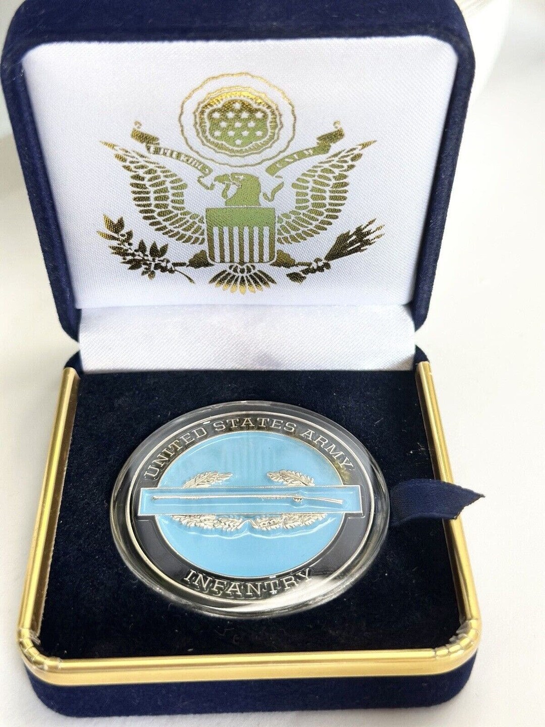 US Army Combat Infantry Challenge Coin With Beautiful Velvet Box - Etsy
