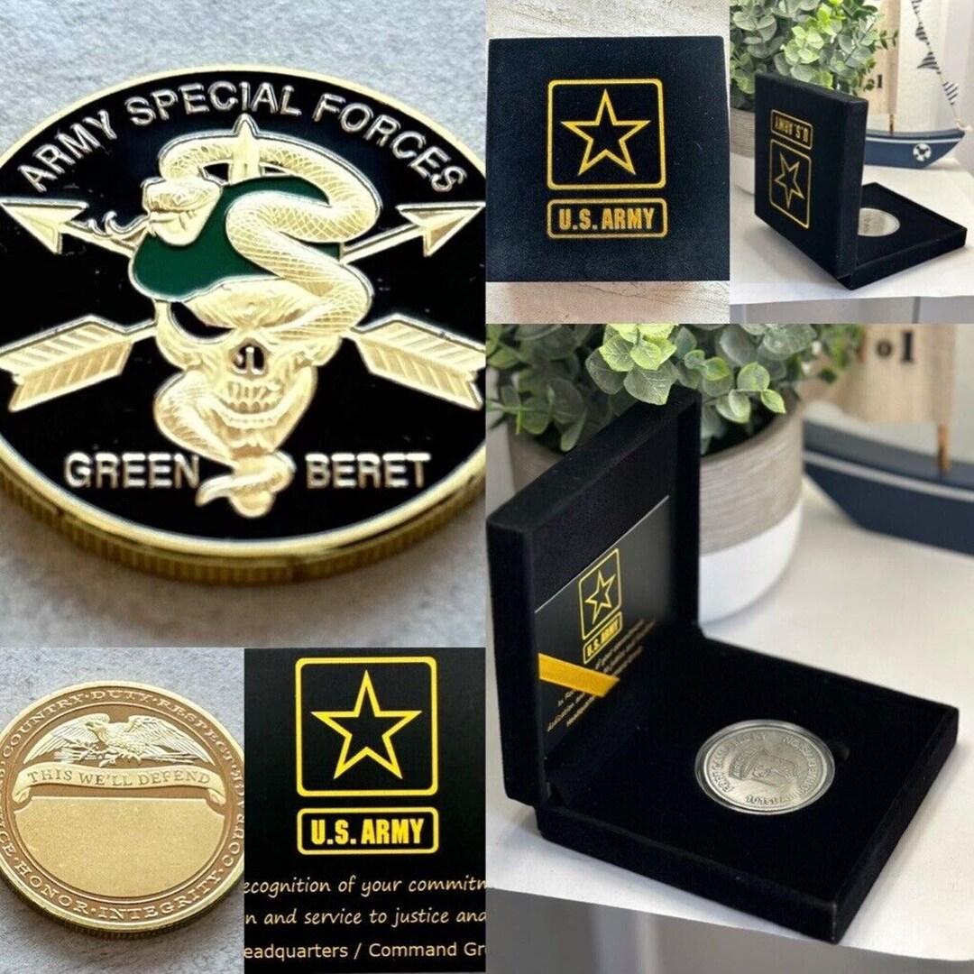 SF Army Special Forces Green Beret Challenge Coin W Special Case ...
