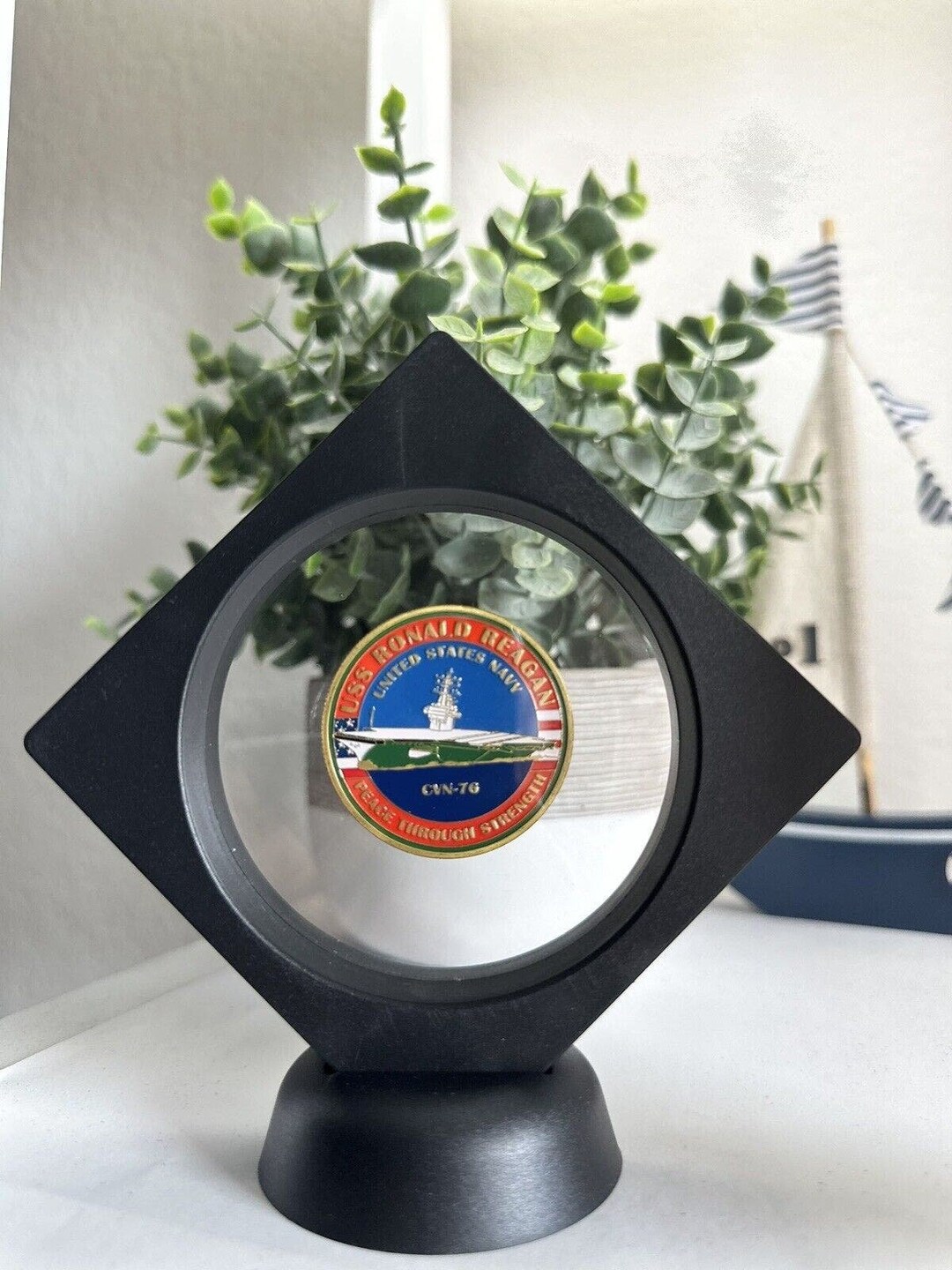 US Navy Uss Ronald REAGAN CVN-76 Challenge Coin With 3D Display Case - Etsy