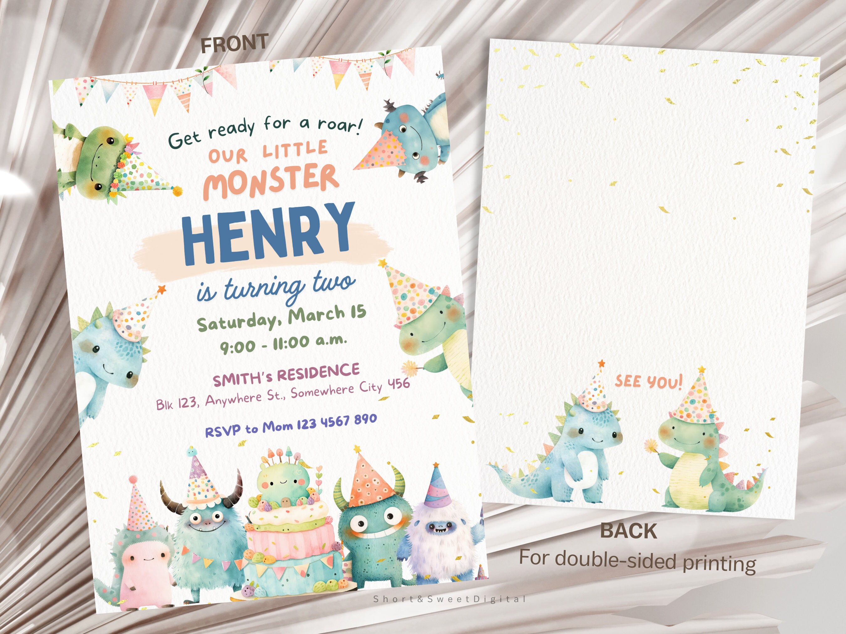 Monsters Birthday Invitation Template, Boys Printable Invitation ...