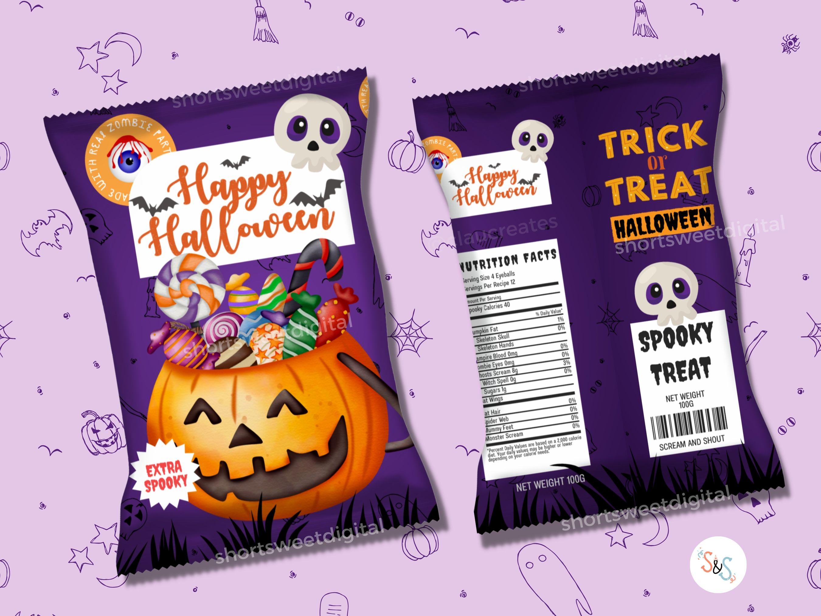Halloween Chipbag Label, Halloween Treat Wrapper, Spooky Halloween ...