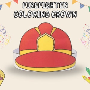 Firefighter Helmet Crown, Profession Crown Craft, Coloring Crown ...