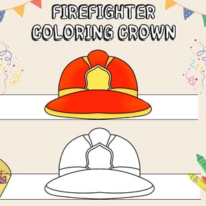 Firefighter Helmet Crown, Profession Crown Craft, Coloring Crown ...