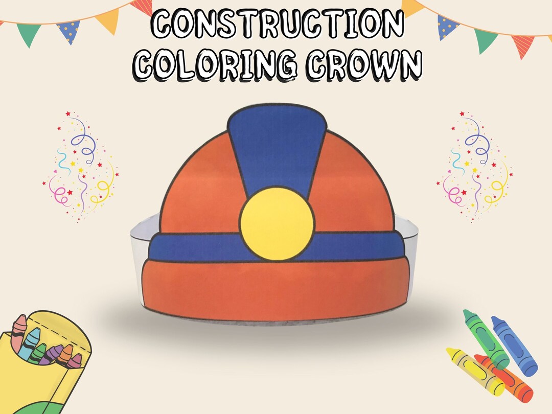 Construction Helmet Crown, Profession Crown Craft, Coloring Crown ...