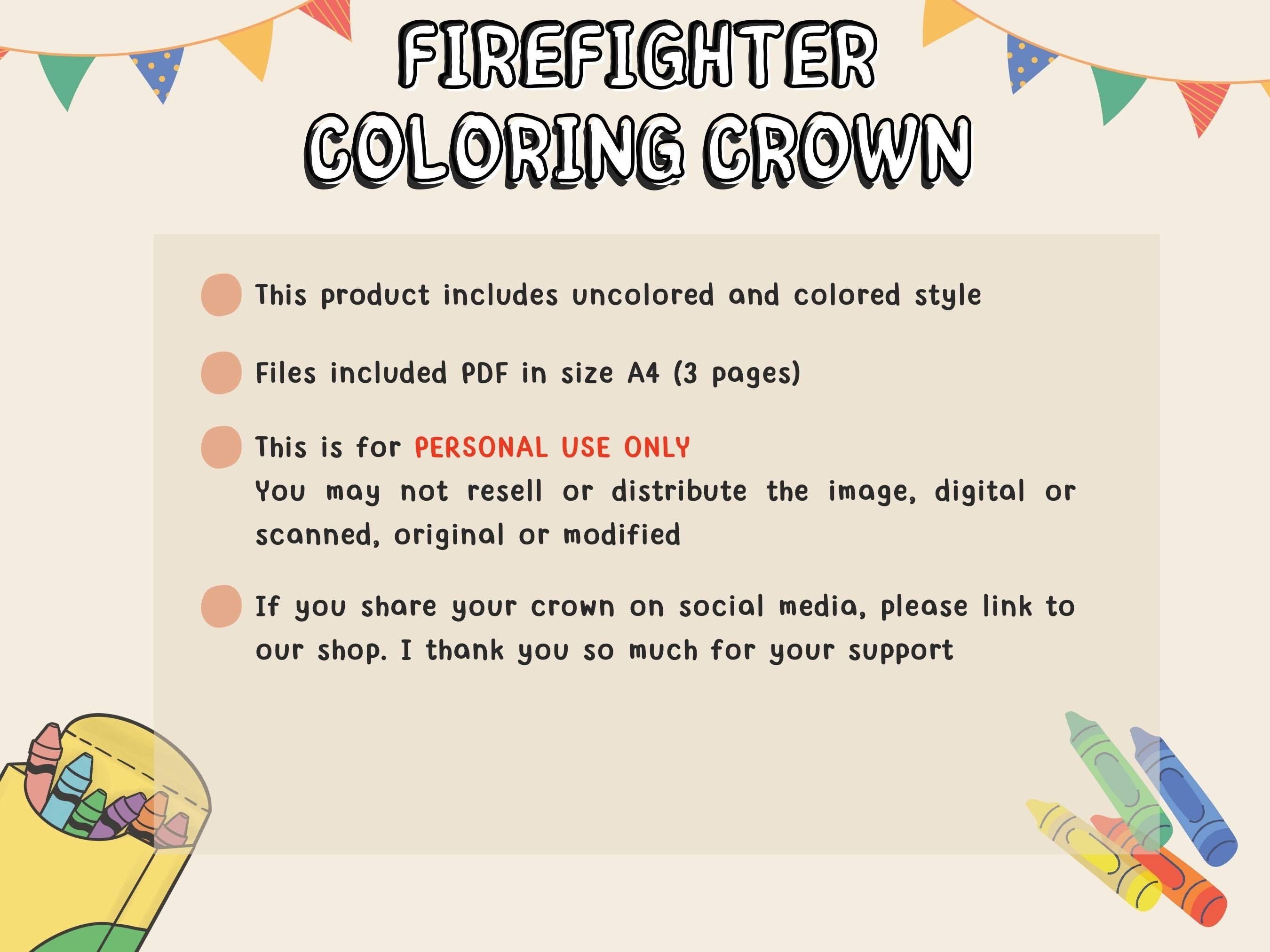 Firefighter Helmet Crown, Profession Crown Craft, Coloring Crown ...