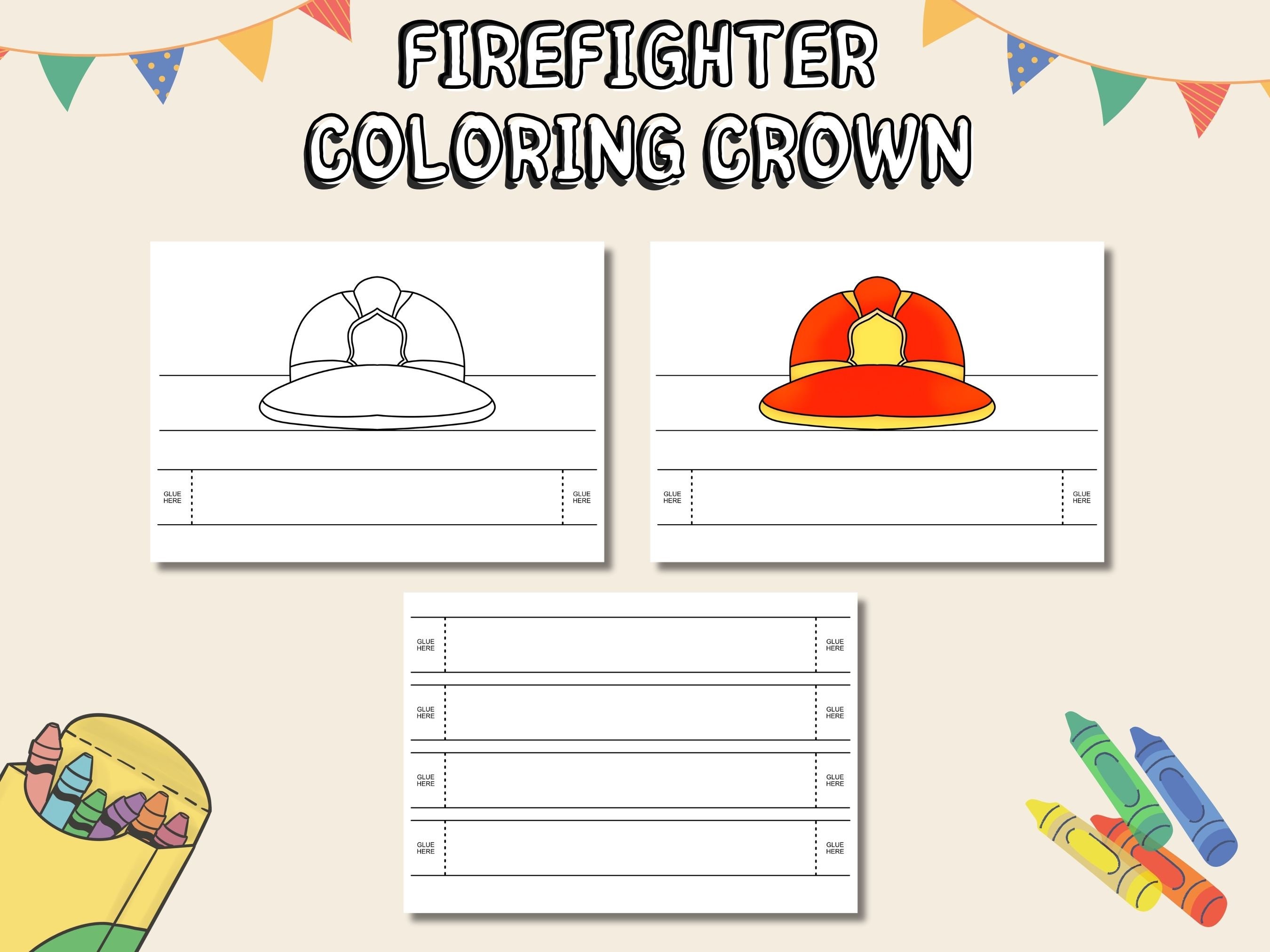 Firefighter Helmet Crown, Profession Crown Craft, Coloring Crown ...