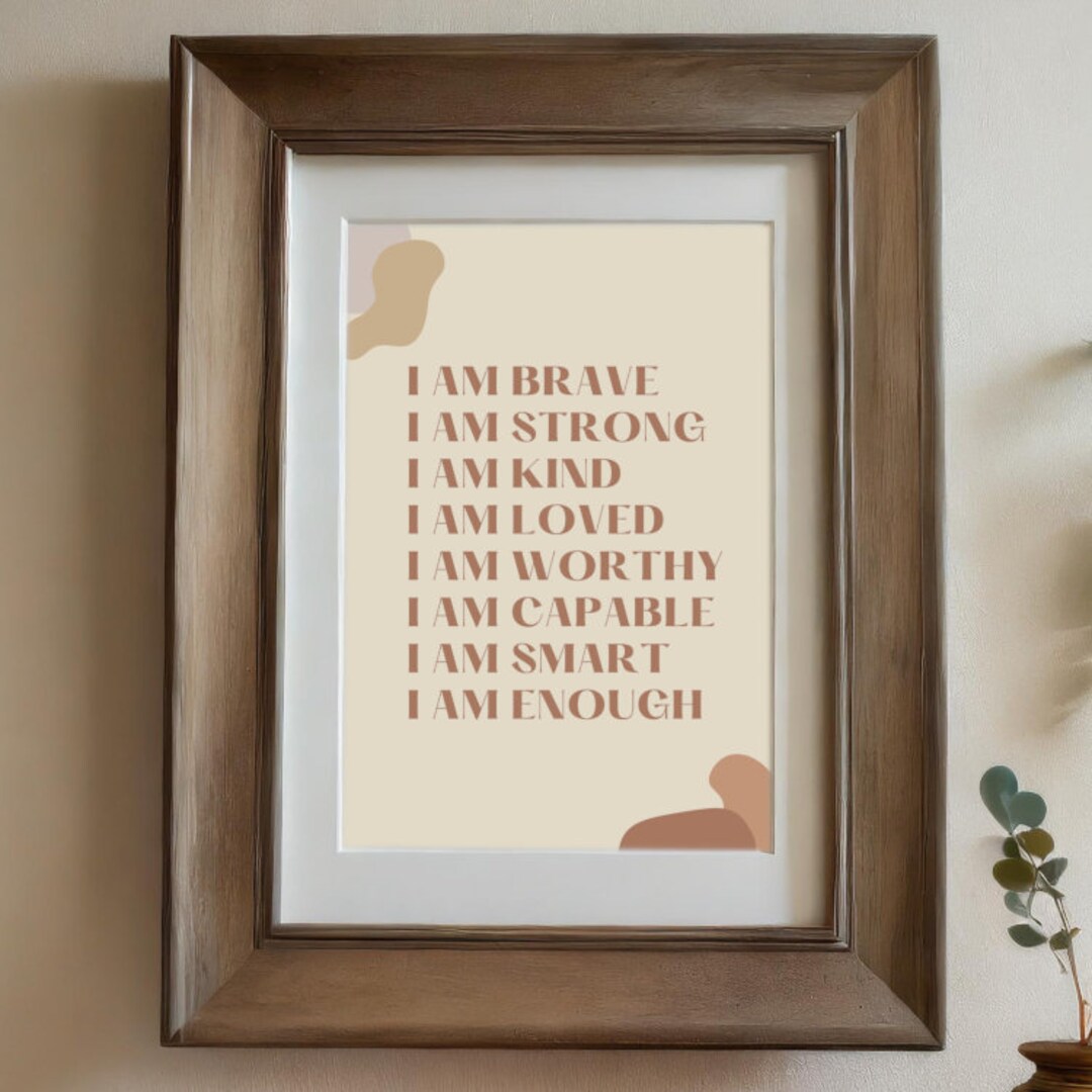 Affirmations Poster, I Am Affirmations, Home Decor, I Am Kind Brave ...