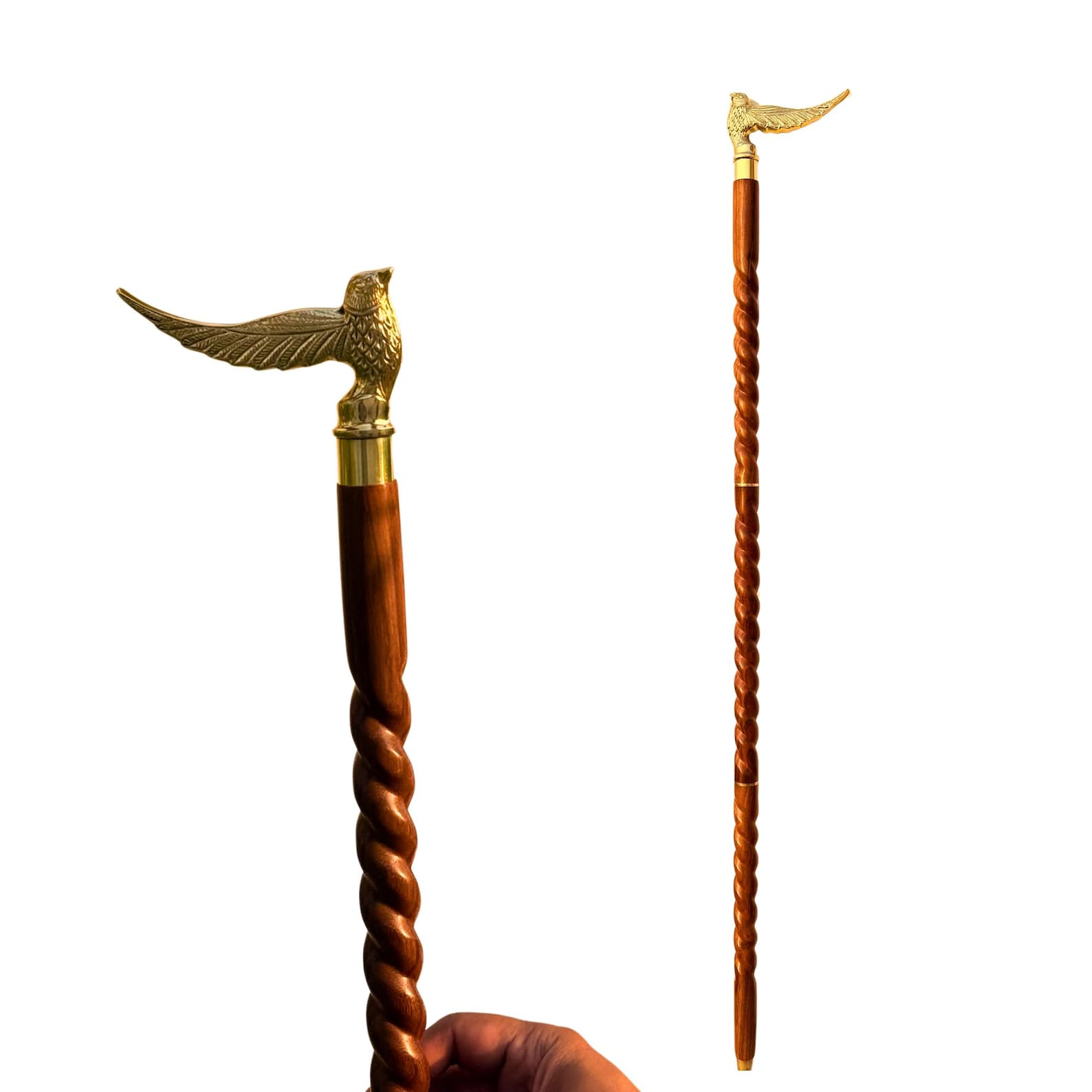 Brass Bird Handle Walking Cane: Victorian Foldable Wooden Stick - Etsy