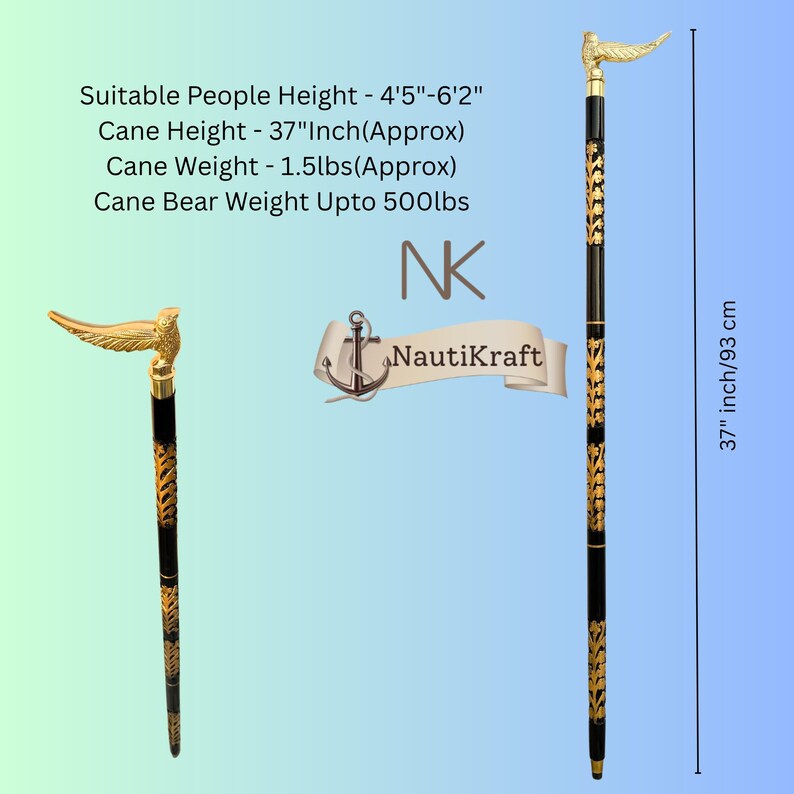 Brass Bird Handle Walking Cane: Victorian Foldable Wooden Stick - Etsy