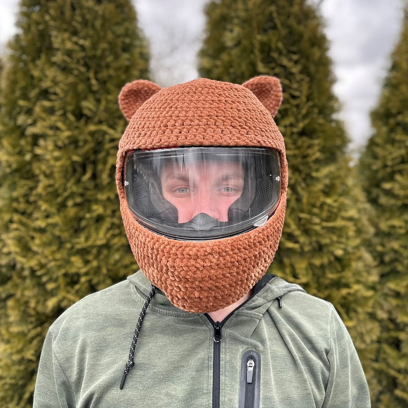 PATTERN Motorcycle Crochet Bear Helmet Cover M - Etsy