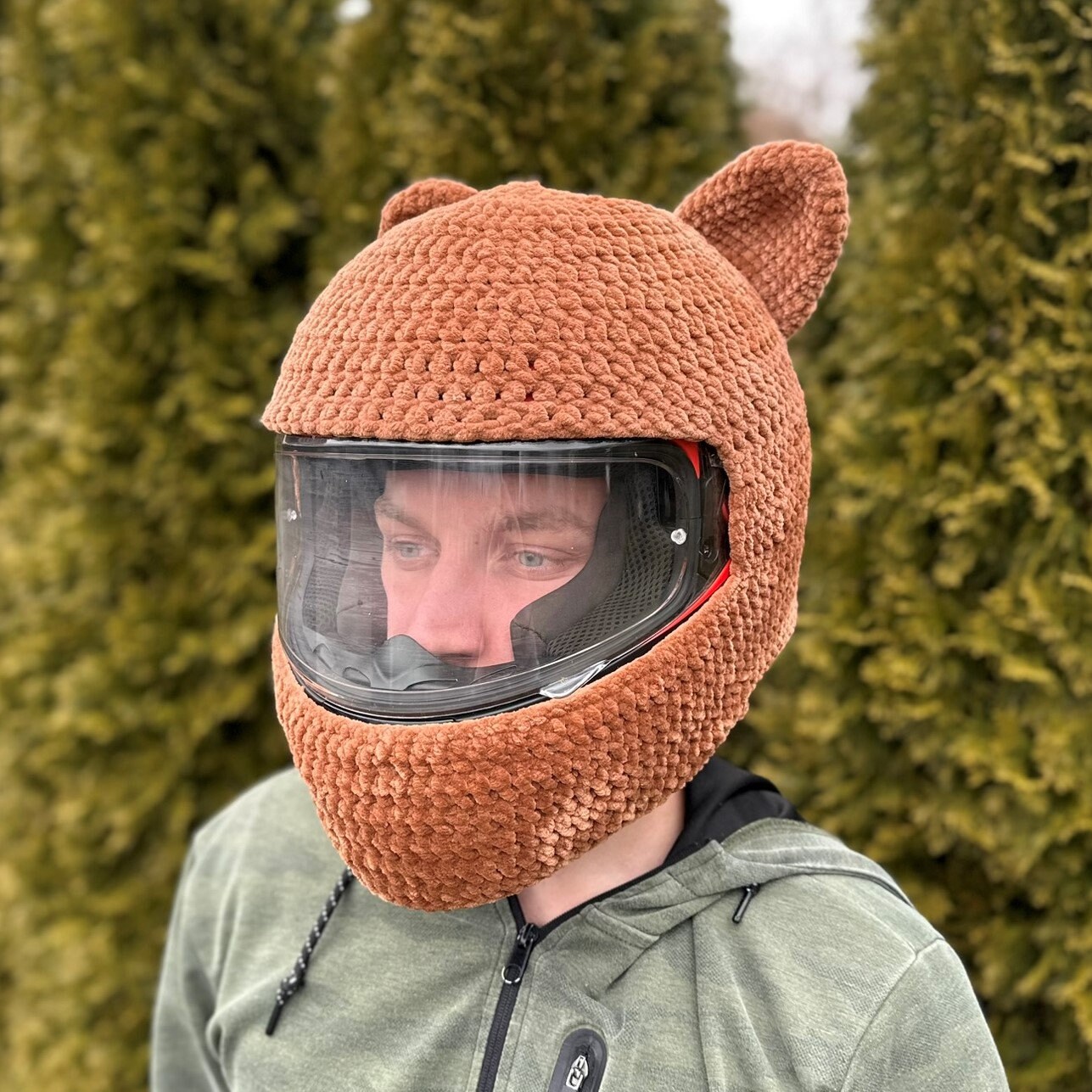 PATTERN Motorcycle Crochet Bear Helmet Cover M - Etsy