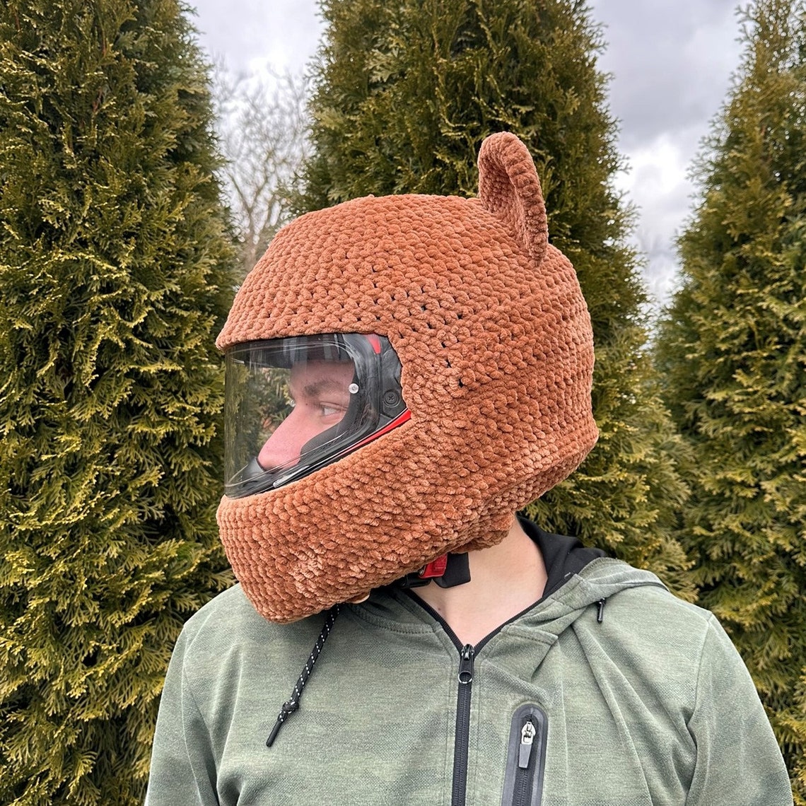 PATTERN Motorcycle Crochet Bear Helmet Cover M - Etsy