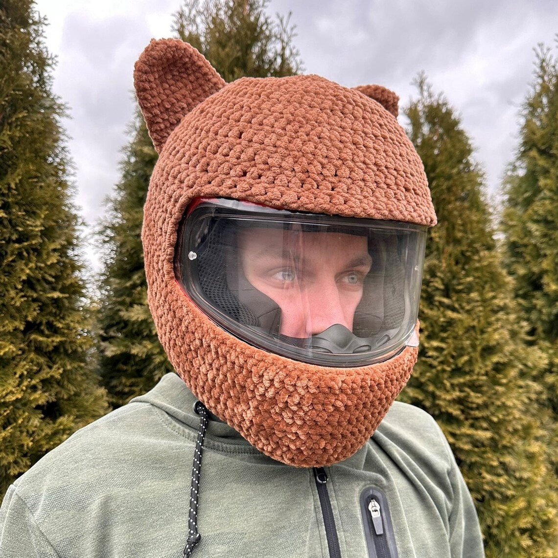 PATTERN Motorcycle Crochet Bear Helmet Cover M - Etsy