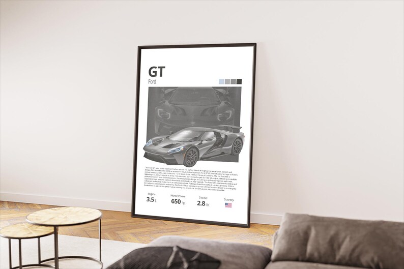 Ford GT Poster Car Poster Print Digital Download Wall Husband Room ...