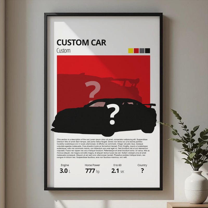 Custom Car Specs Poster - Etsy UK