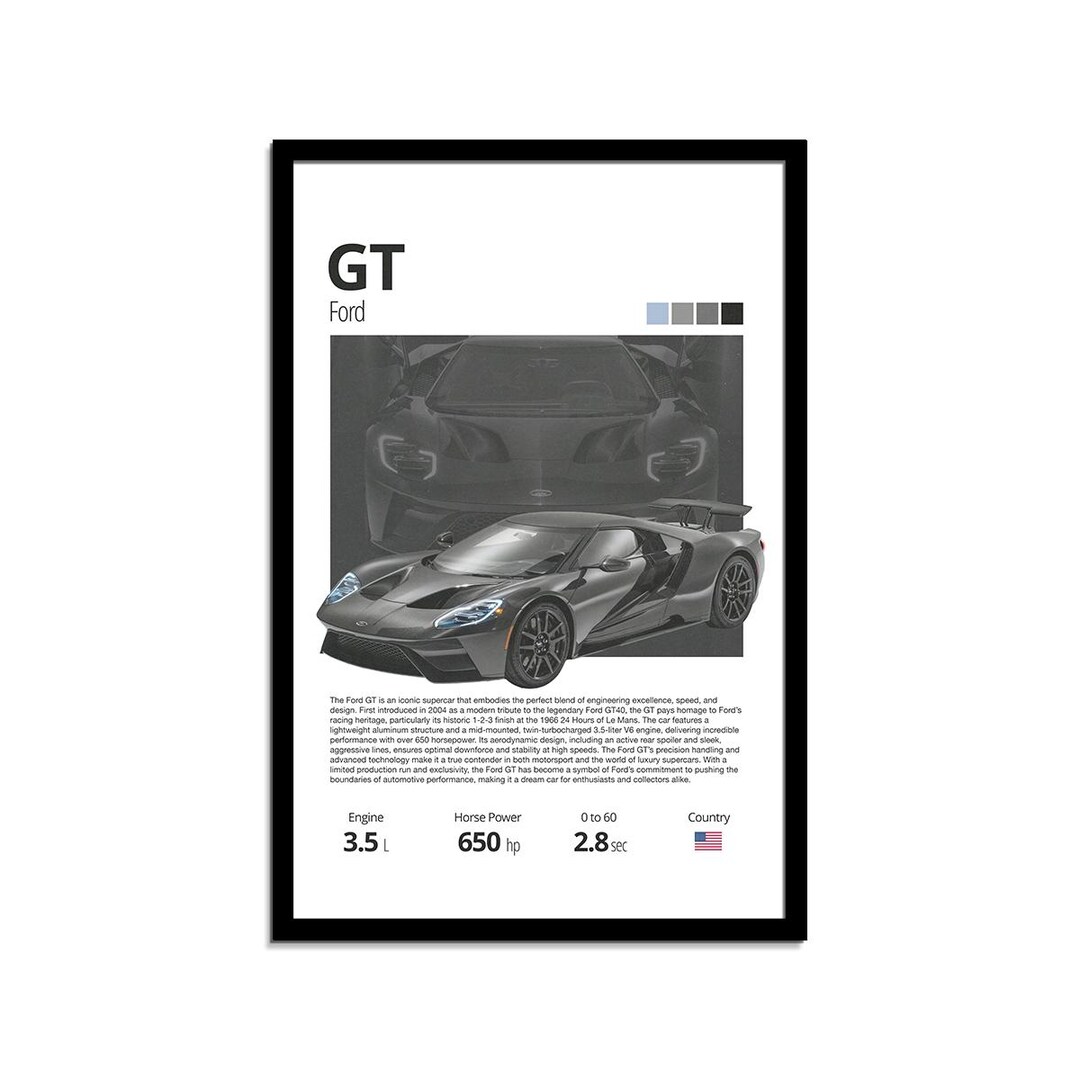 Ford GT Poster Car Poster Print Digital Download Wall Husband Room ...