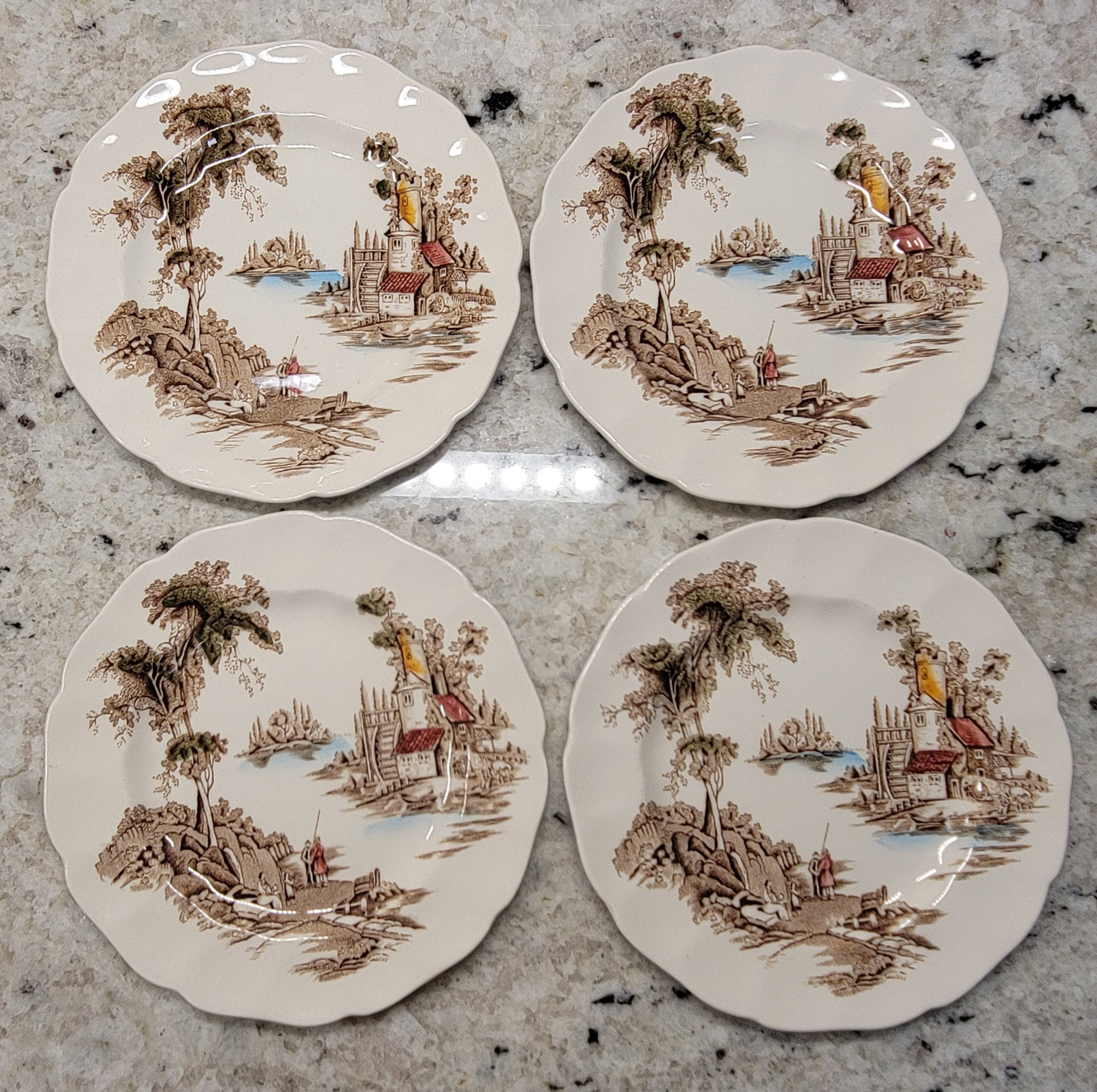 Lot of 4 the Old Mill Salad Desert Plates 6.25 China Dinnerware Made in ...