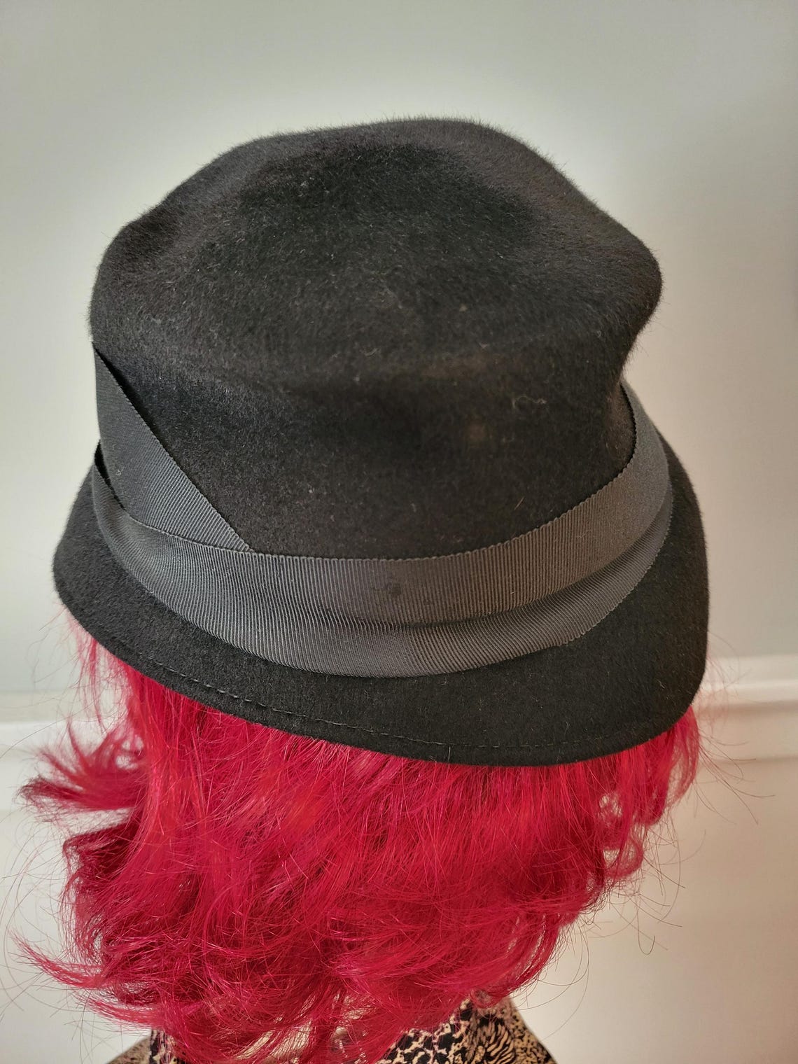 Vintage Women's Peachfelt Black 100% Wool Felt Bucket Hat W/ Bow Henry ...