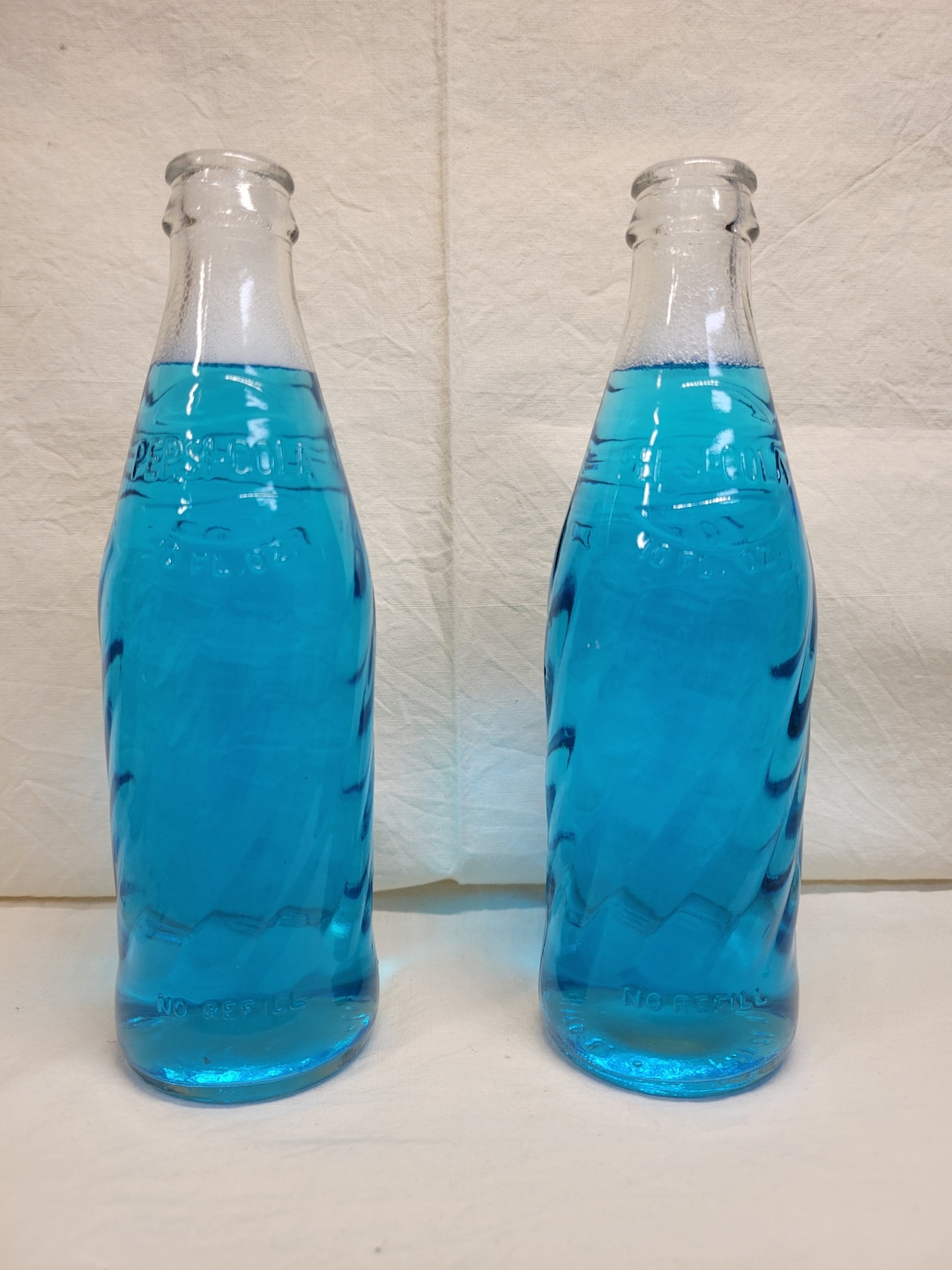 Lot of 2 Vintage Pepsi Cola Clear Glass 10 Oz One Way Bottle No Refill ...