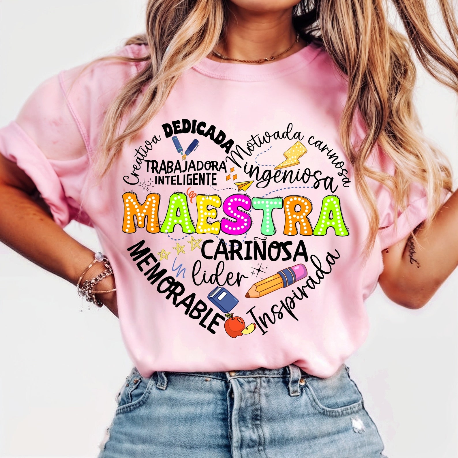 Retro Maestra Word Png, Teacher Life Png, Teach Love Inspire, Spanish ...