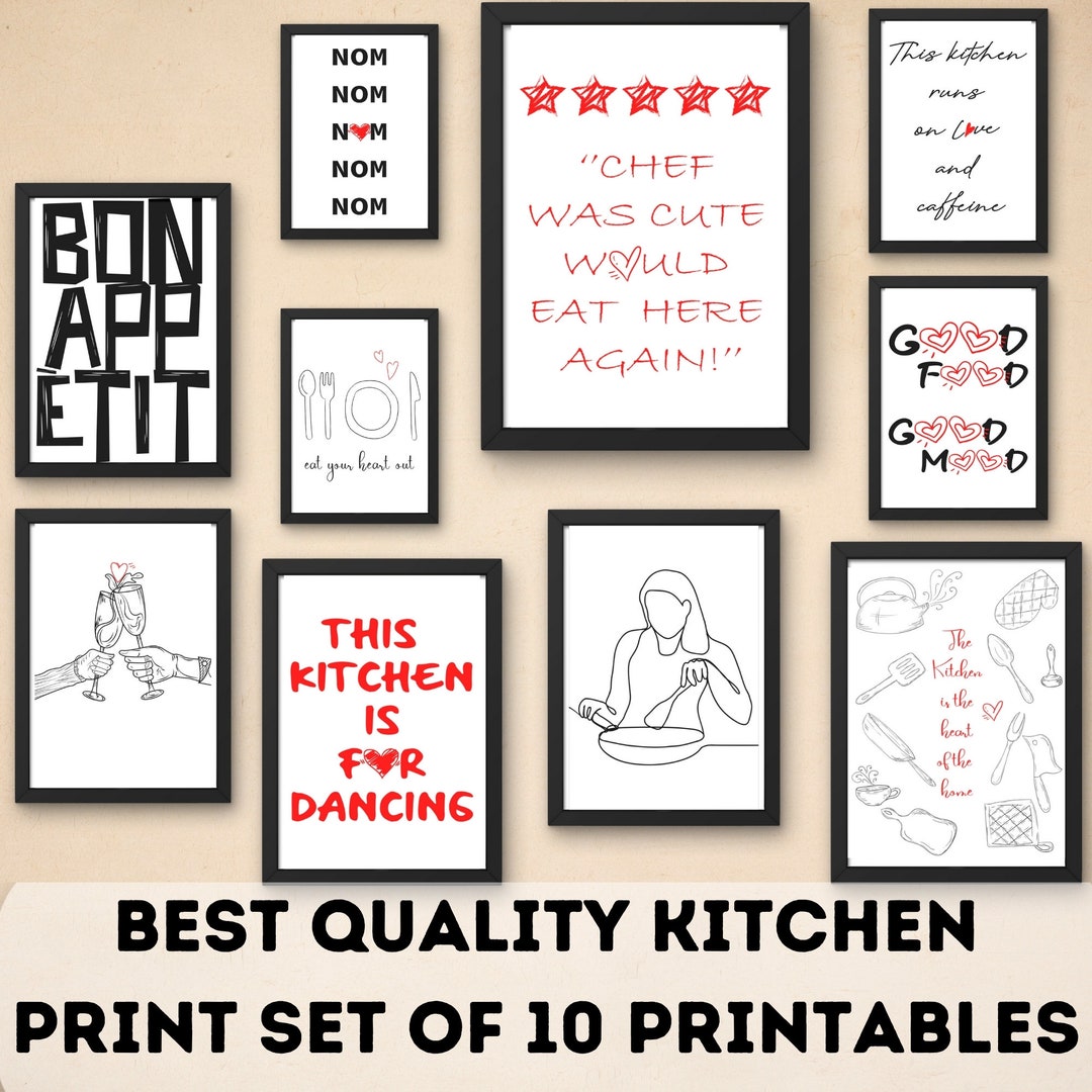 Kitchen Print Set of 10 PRINTABLES ,kitchen Wall Art , Kitchen Gallery ...