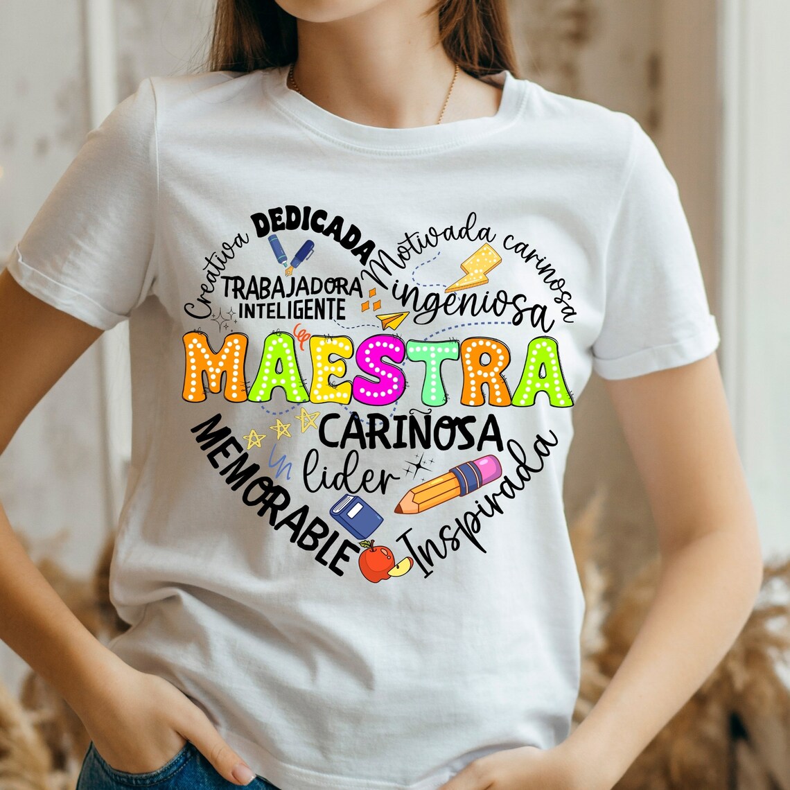 Retro Maestra Word Png, Teacher Life Png, Teach Love Inspire, Spanish ...