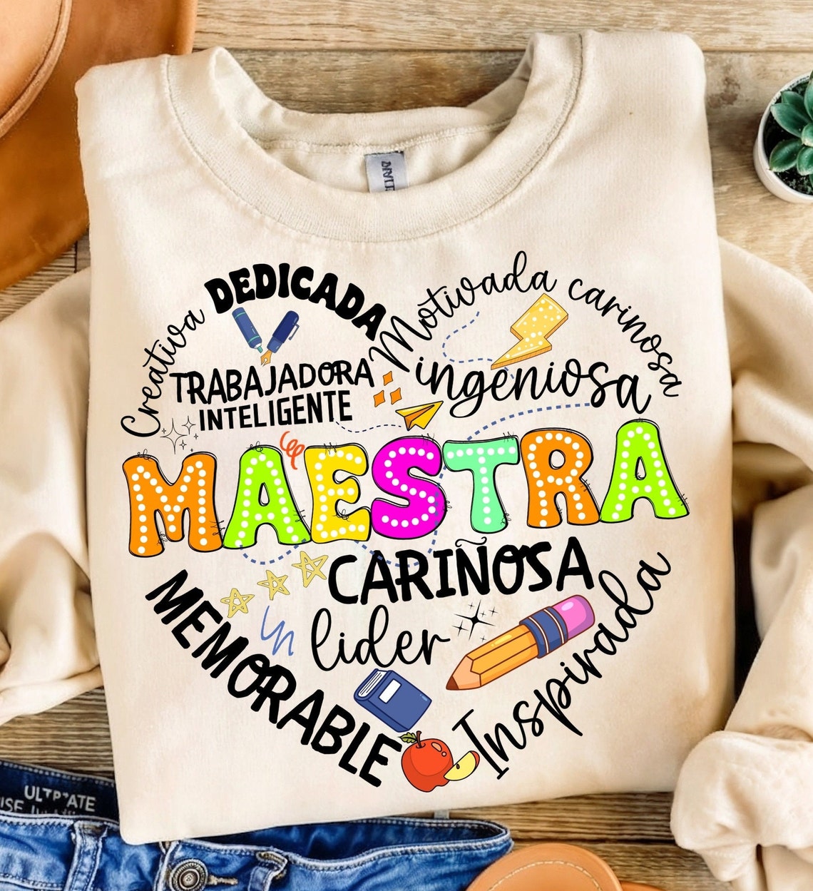 Retro Maestra Word Png, Teacher Life Png, Teach Love Inspire, Spanish ...