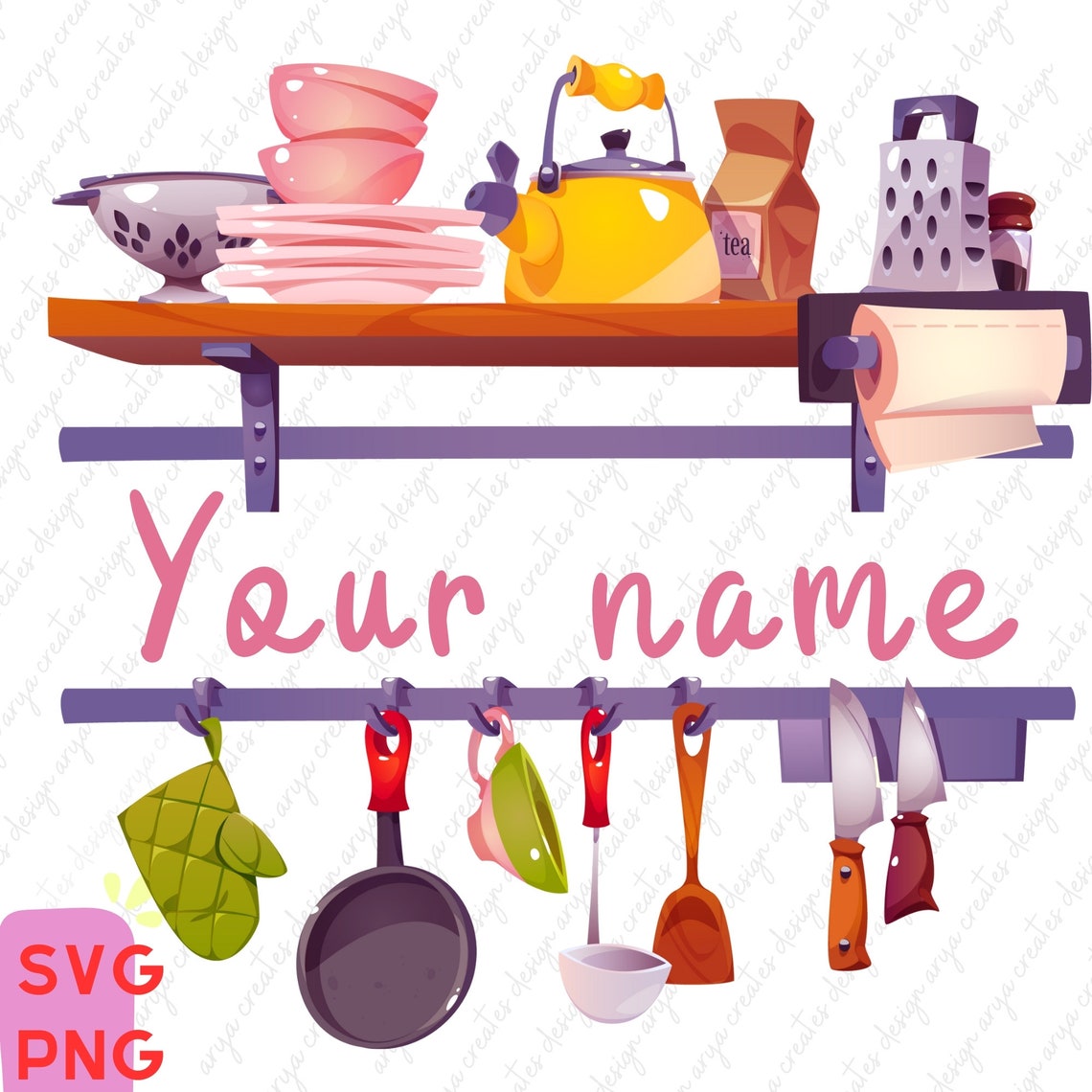 Personalized Kitchen Tools Png Sublimation Design Download, Kitchen ...