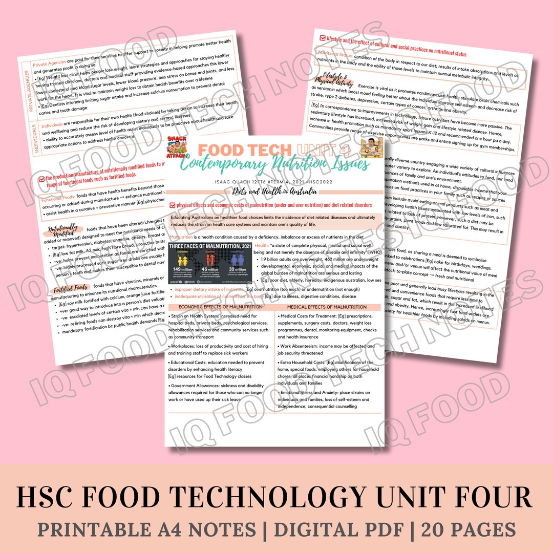 HSC Food Technology Unit 4 Contemporary Nutrition Issues - Entire ...