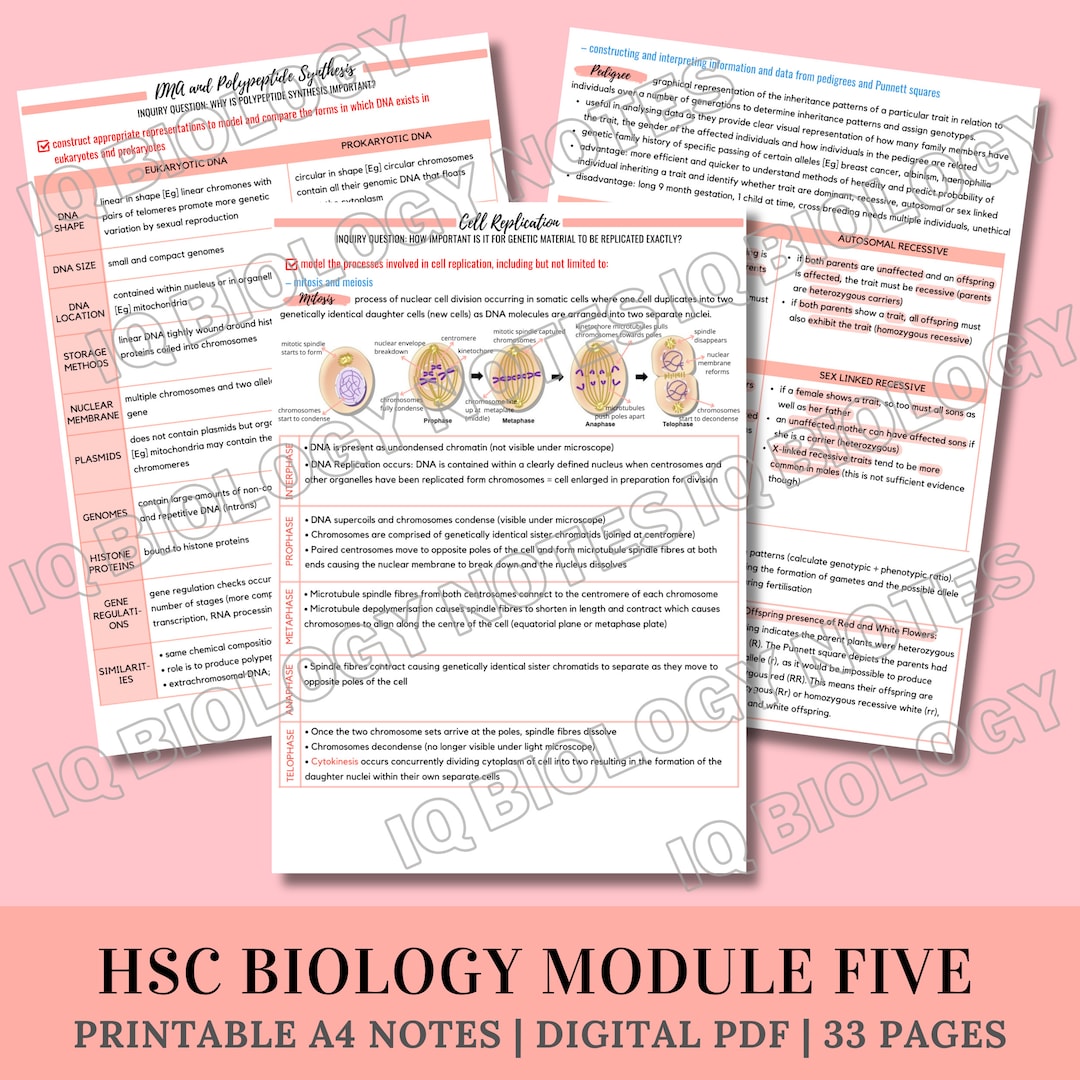 HSC Biology Module 5 Heredity - Entire Syllabus - Etsy