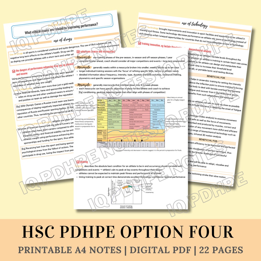 HSC PDHPE Option 4 Improving Performance Entire Syllabus - Etsy HSC PDHPE Option 4 Improving Performance Entire Syllabus - Etsy