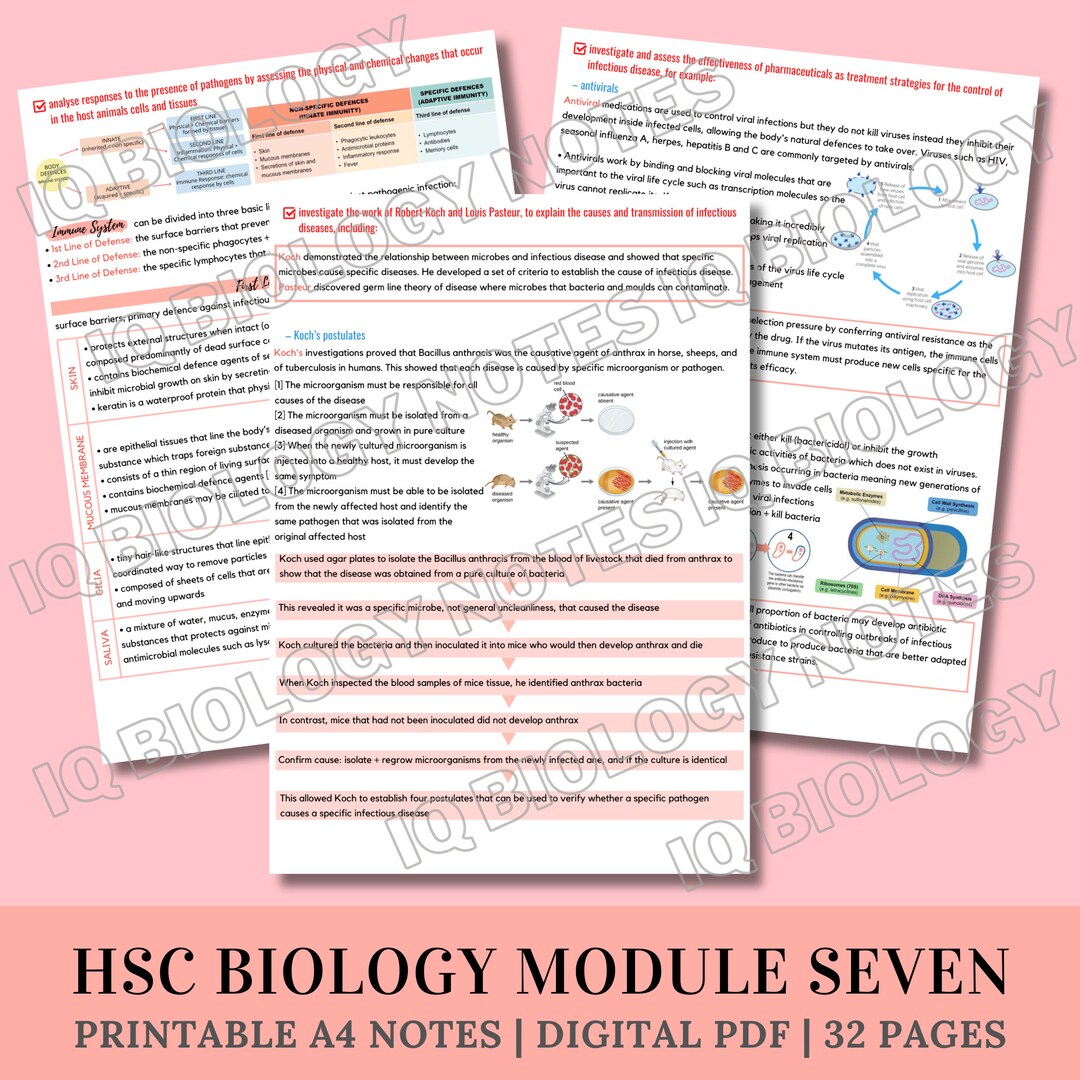 HSC Biology Module 7 Infectious Disease - Entire Syllabus - Etsy
