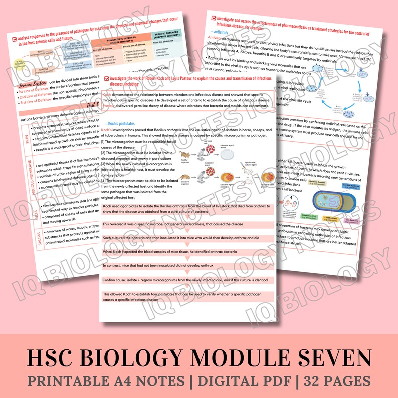 HSC Biology Module 7 Infectious Disease - Entire Syllabus - Etsy