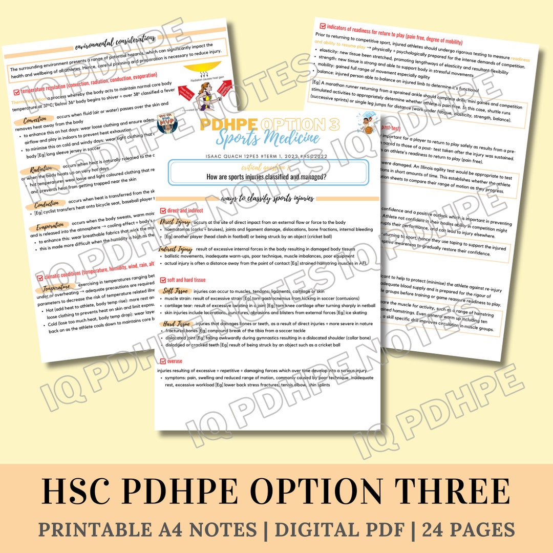 HSC PDHPE Option 3 Sports Medicine - Entire Syllabus - Etsy