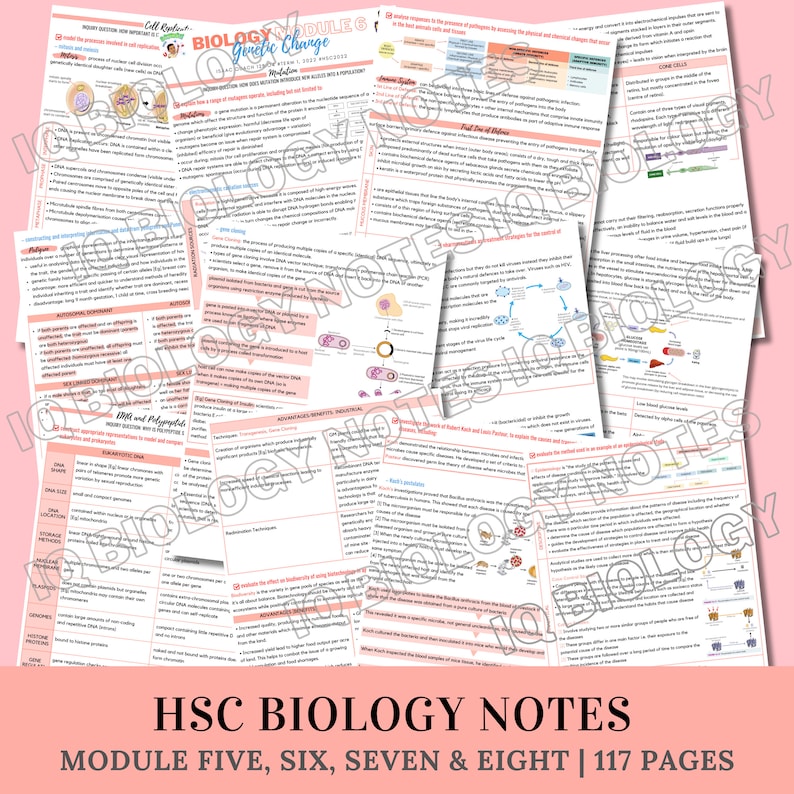 HSC Biology Module 5, 6, 7, 8 Notes - Entire Syllabus - Etsy Australia