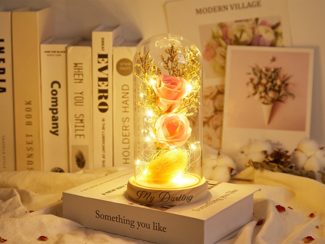 Personalized Rose Led Light-eternal Rose Flower Gift - Etsy