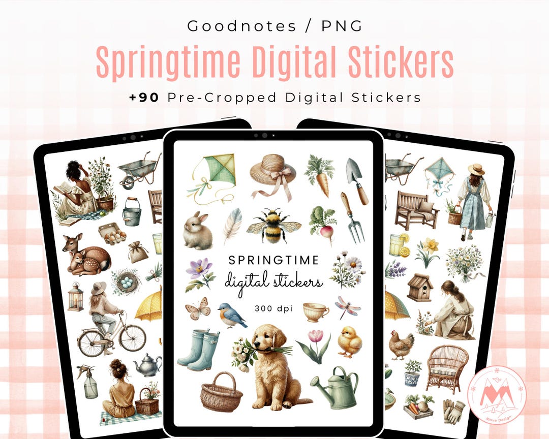 Springtime Digital Stickers, Spring Clipart, Aesthetic Spring ...