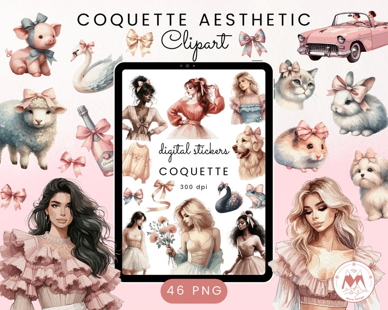 Coquette Aesthetic Clipart,coquette Watercolor Clipart,bow Png ...