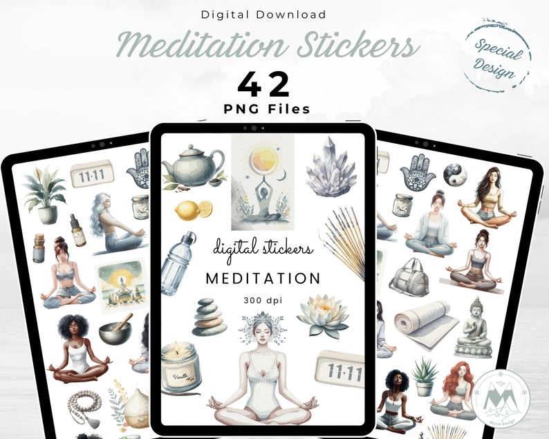 Meditation Clipart, Meditation Png, Meditation Watercolor Digital ...