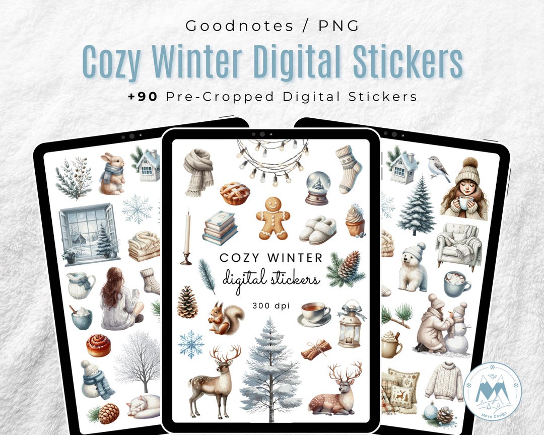 Cozy Winter Digital Stickers, Winter Clipart, Aesthetic Winter ...
