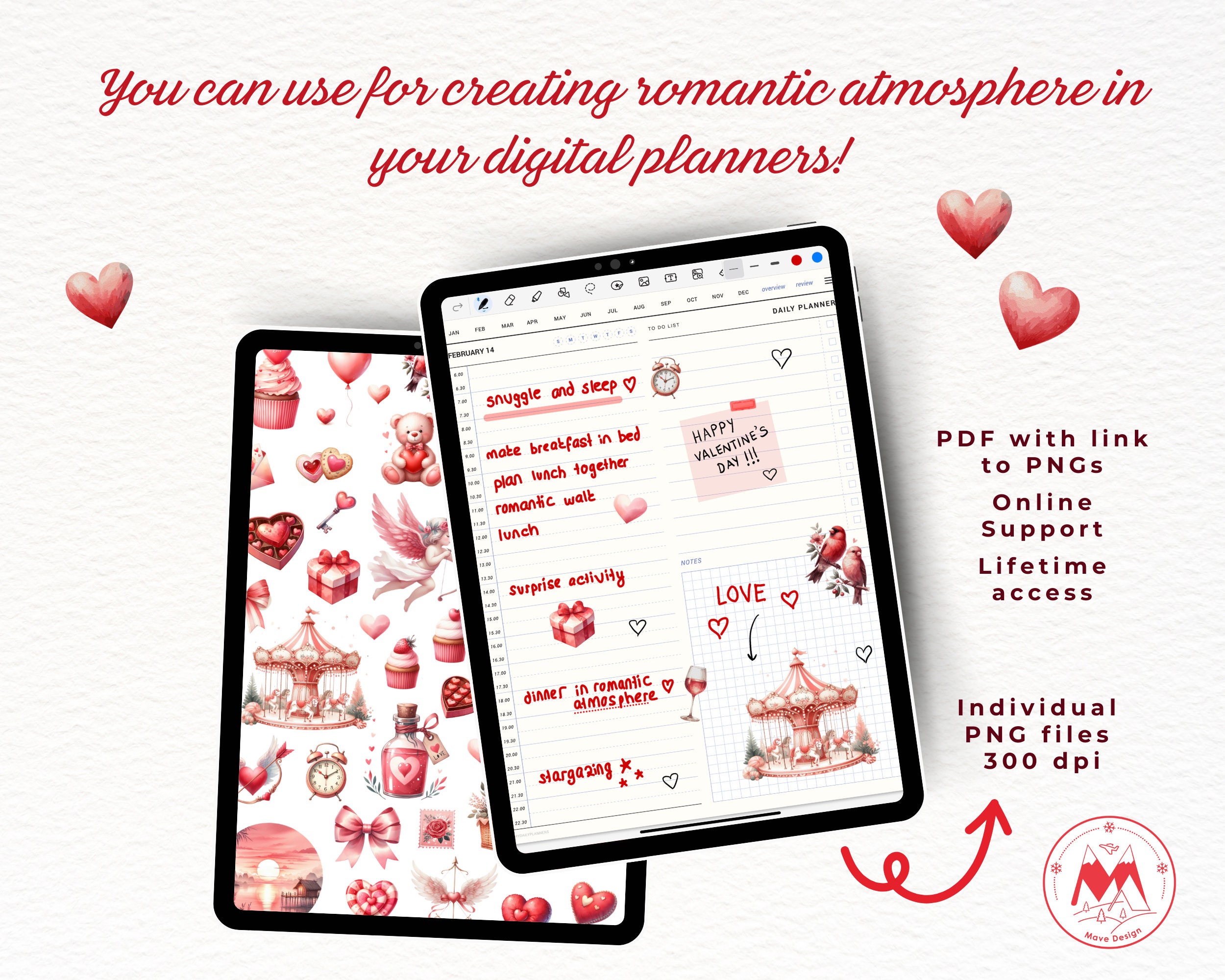 Valentine's Day Clipart, Valentine's Day Digital Stickers, Valentine's ...
