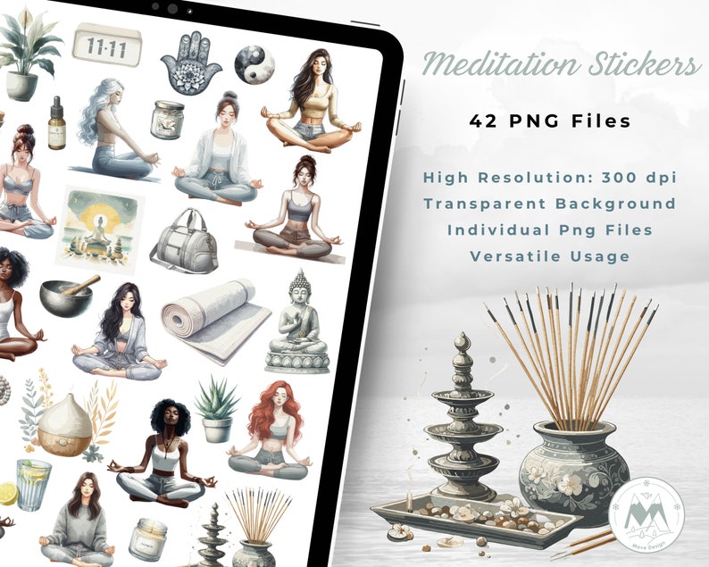 Meditation Clipart, Meditation Png, Meditation Watercolor Digital ...