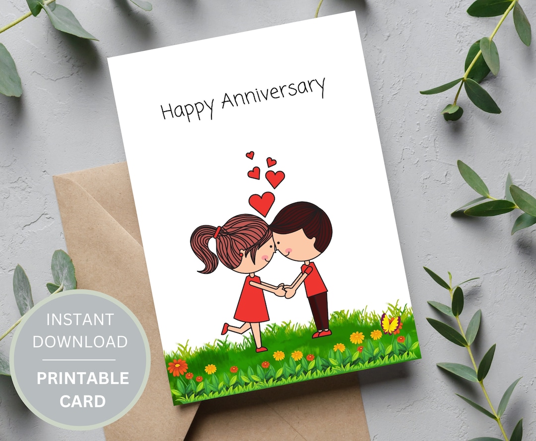 Printable Happy Anniversary Card Digital Download, Couple Anniversary ...