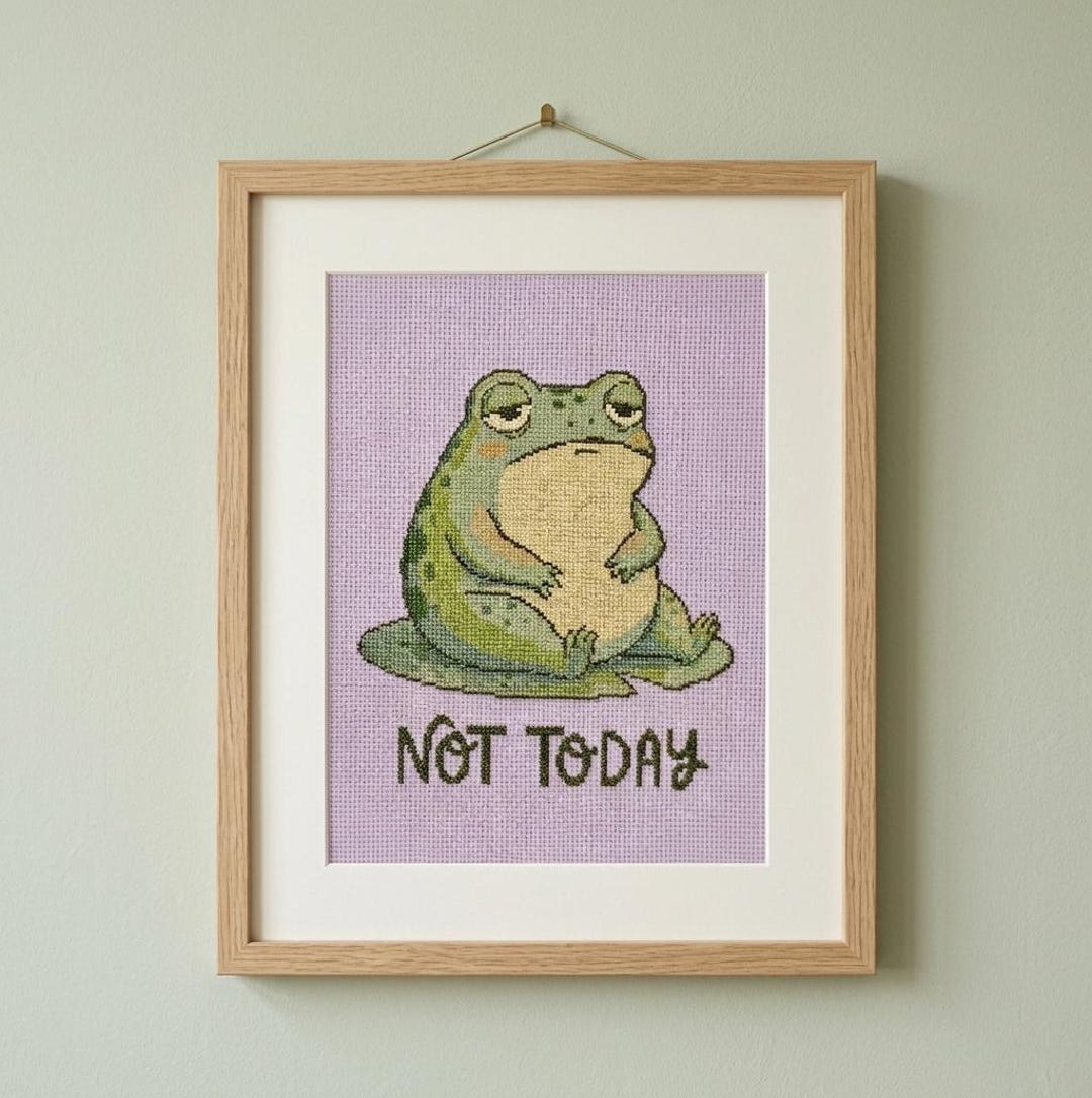 Funny Frog Cross Stitch Pattern | Meme Animal Embroidery Design ...